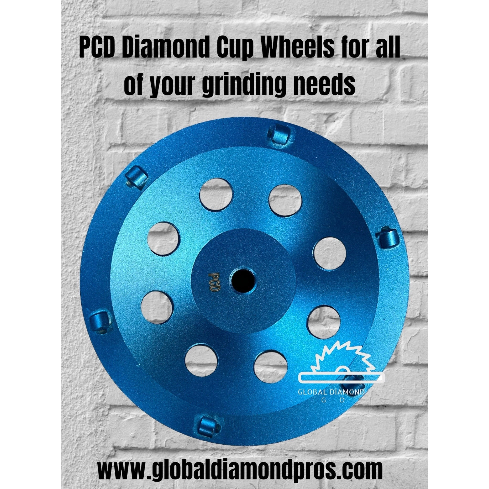 7” Premium PCD Diamond Grinding Cup Wheel 5/8”-11 Threaded Arbor ...